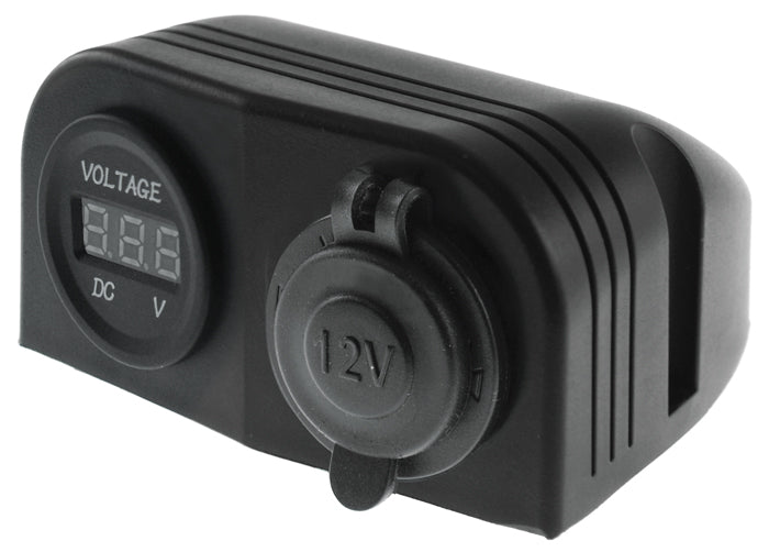 DUAL SURFACE MOUNT WITH 1 X CIGARETTE SOCKET & 1 X VOLT METER WITH 12V ...