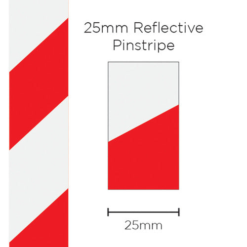Pinstripe Reflective Red/White 25mm x 1mt – 12Volt Customs