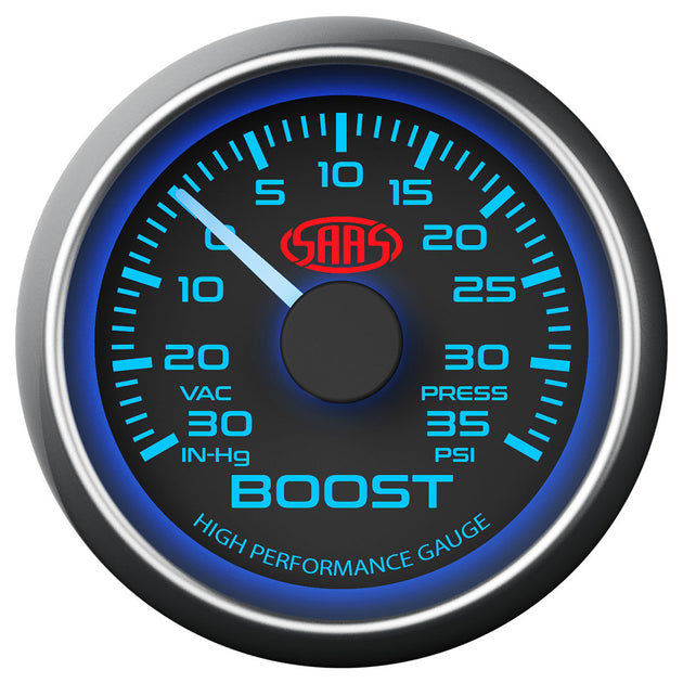 Boost Gauge 30inHg-35psi 52mm Black Muscle Series – 12Volt Customs