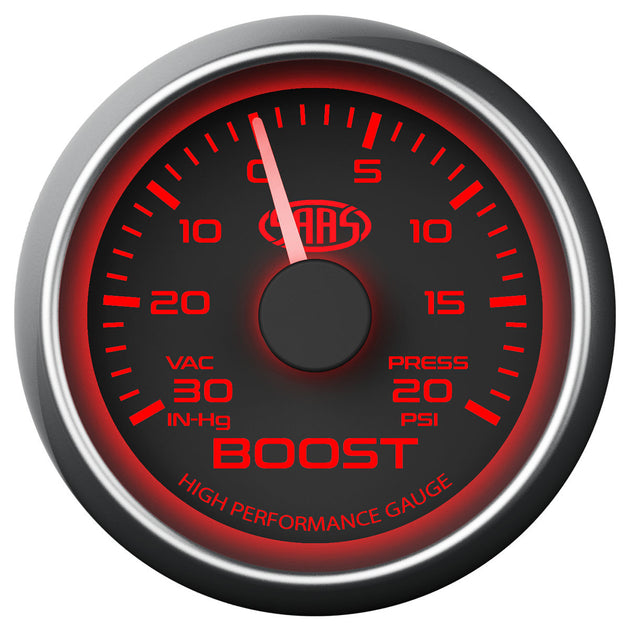 Boost Gauge 30inHg-20psi 52mm Black Muscle Series – 12Volt Customs