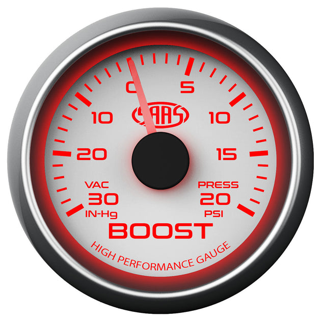 Boost Gauge 30inHG-20psi 52mm White Muscle Series – 12Volt Customs