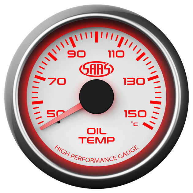 Oil Temp Gauge 50°-150° 52mm White Muscle Series – 12Volt Customs